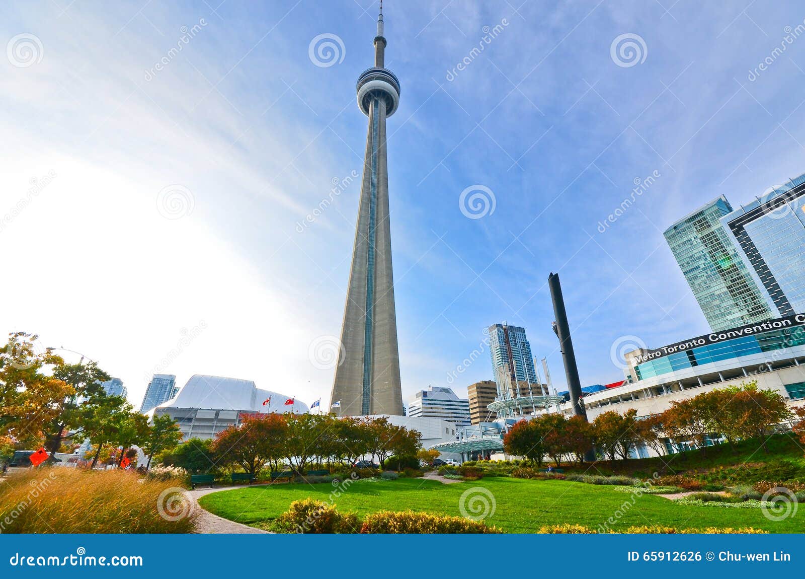 View of CN Tower from a Park in Toronto Editorial Photo - Image of ...