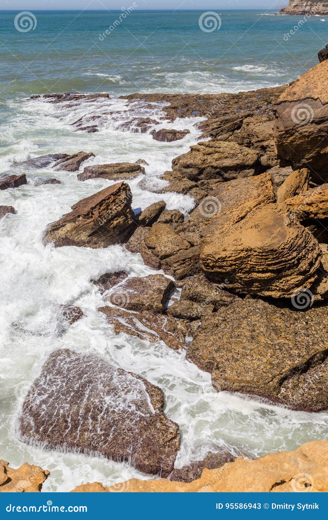 View on Coast Line Rocks in Ocean Stock Image - Image of nature, scenic ...