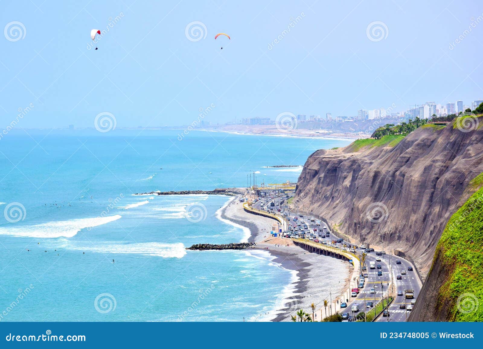 View of the Coastline on a Sunny Day in a District of Lima, Peru Stock ...