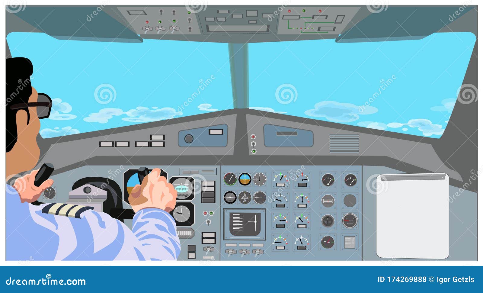 View From The Cockpit Of An Airplane On The Runway Vector Illustration ...