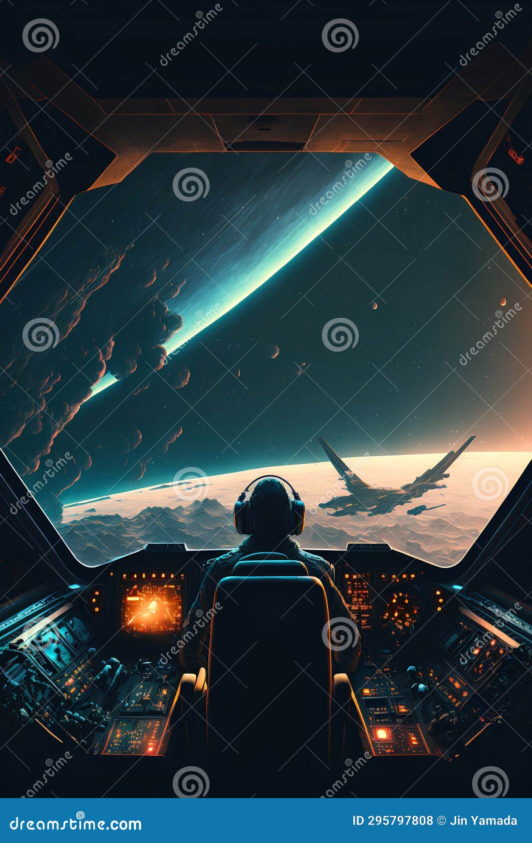 View From The Cockpit Spaceship. Head-up Display Elements For The ...