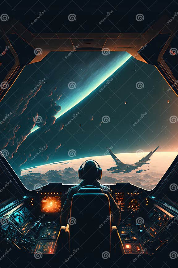 View from the Cockpit of a Flying Plane. 3d Rendering Stock ...