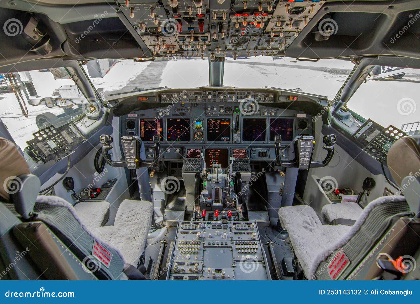 A View Of The Cockpit Of A Large Commercial Airplane A Cockpit ...