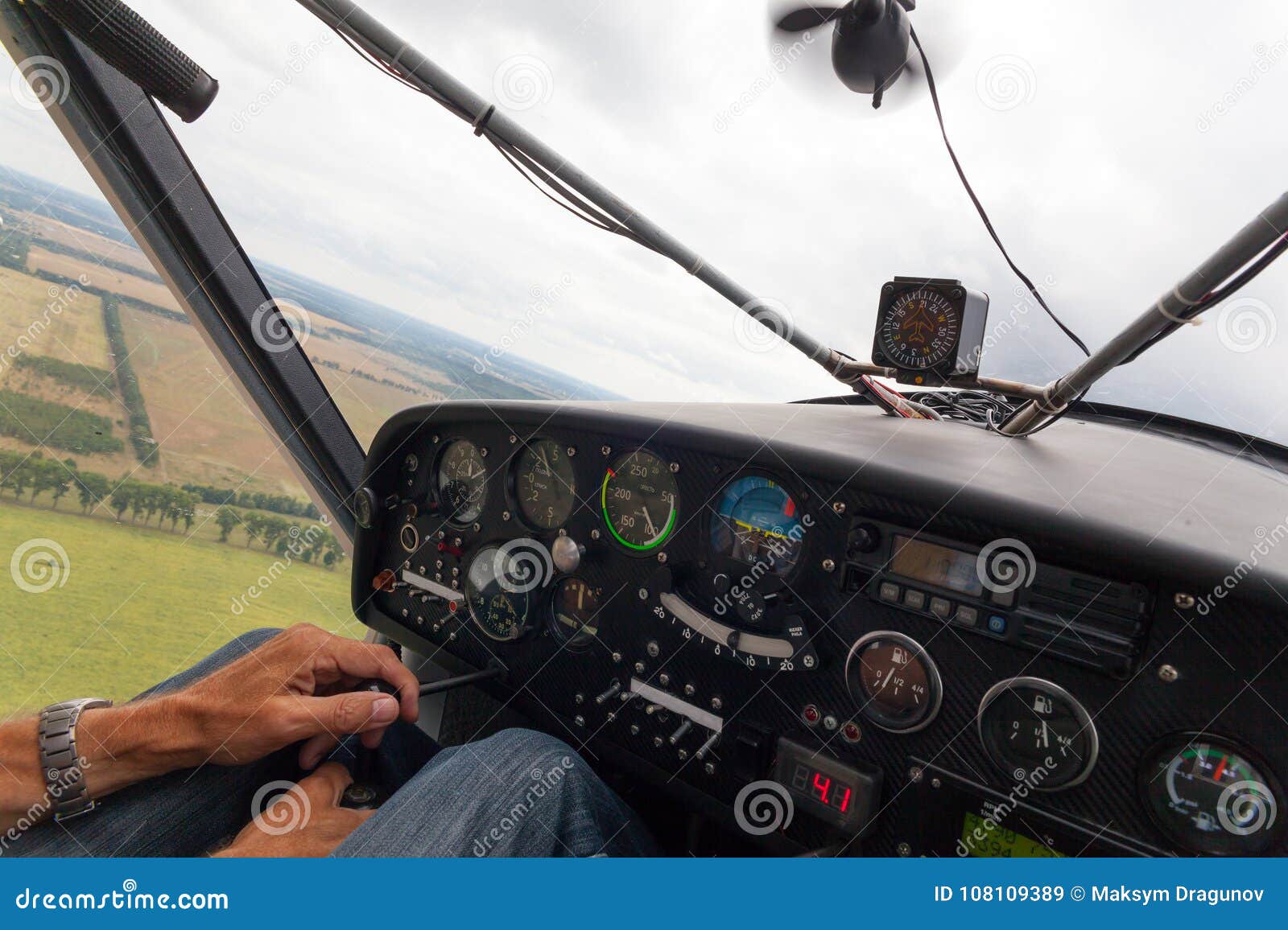 Small plane in flight stock image. Image of panel, view - 108109389