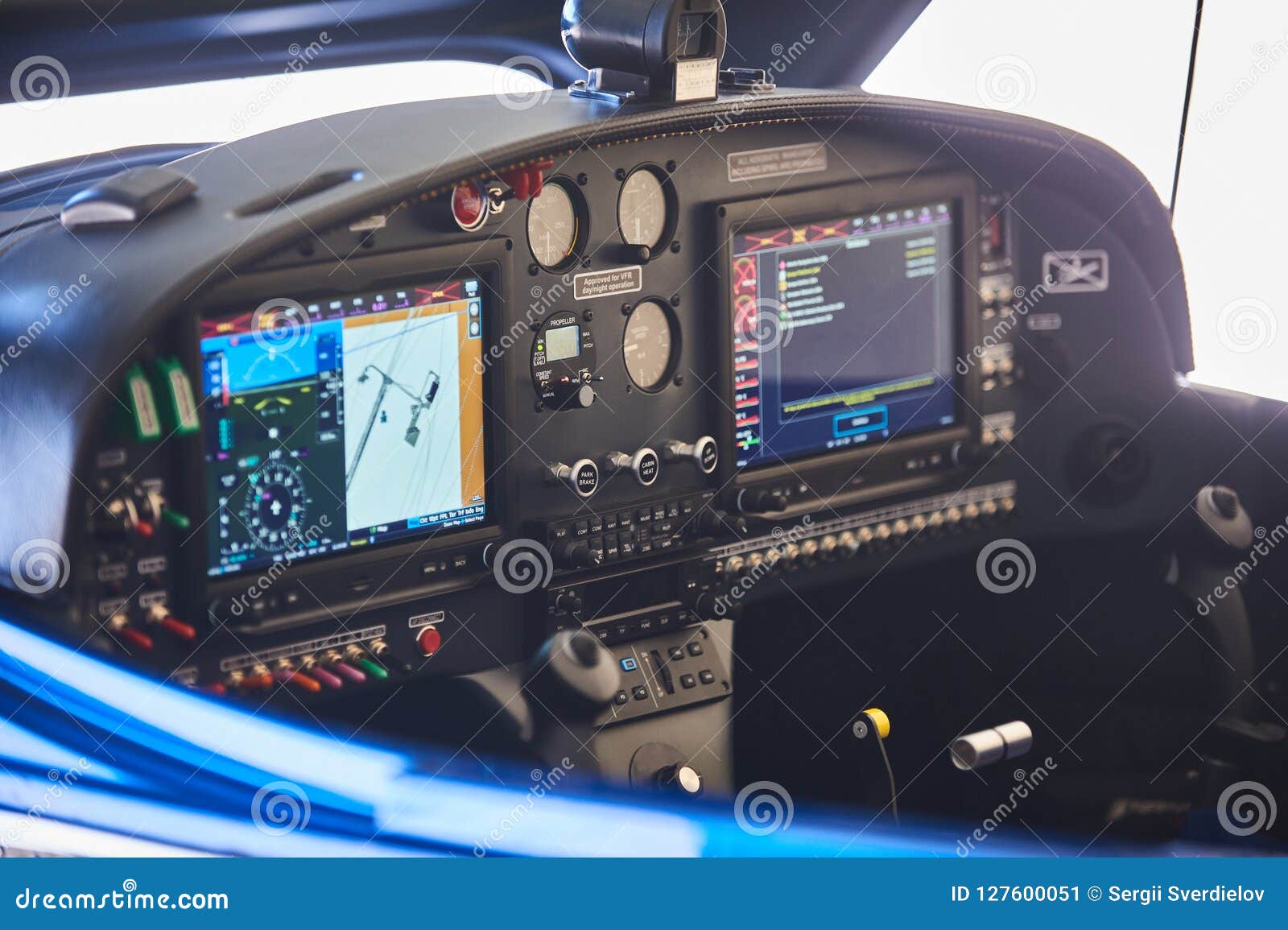 View of the Cockpit of a Small Private Airplane Stock Image - Image of ...