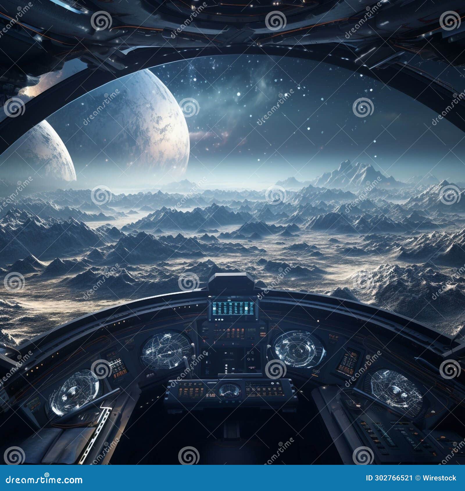 View From The Cockpit Of A Spaceship, Featuring A Stunning Celestial ...