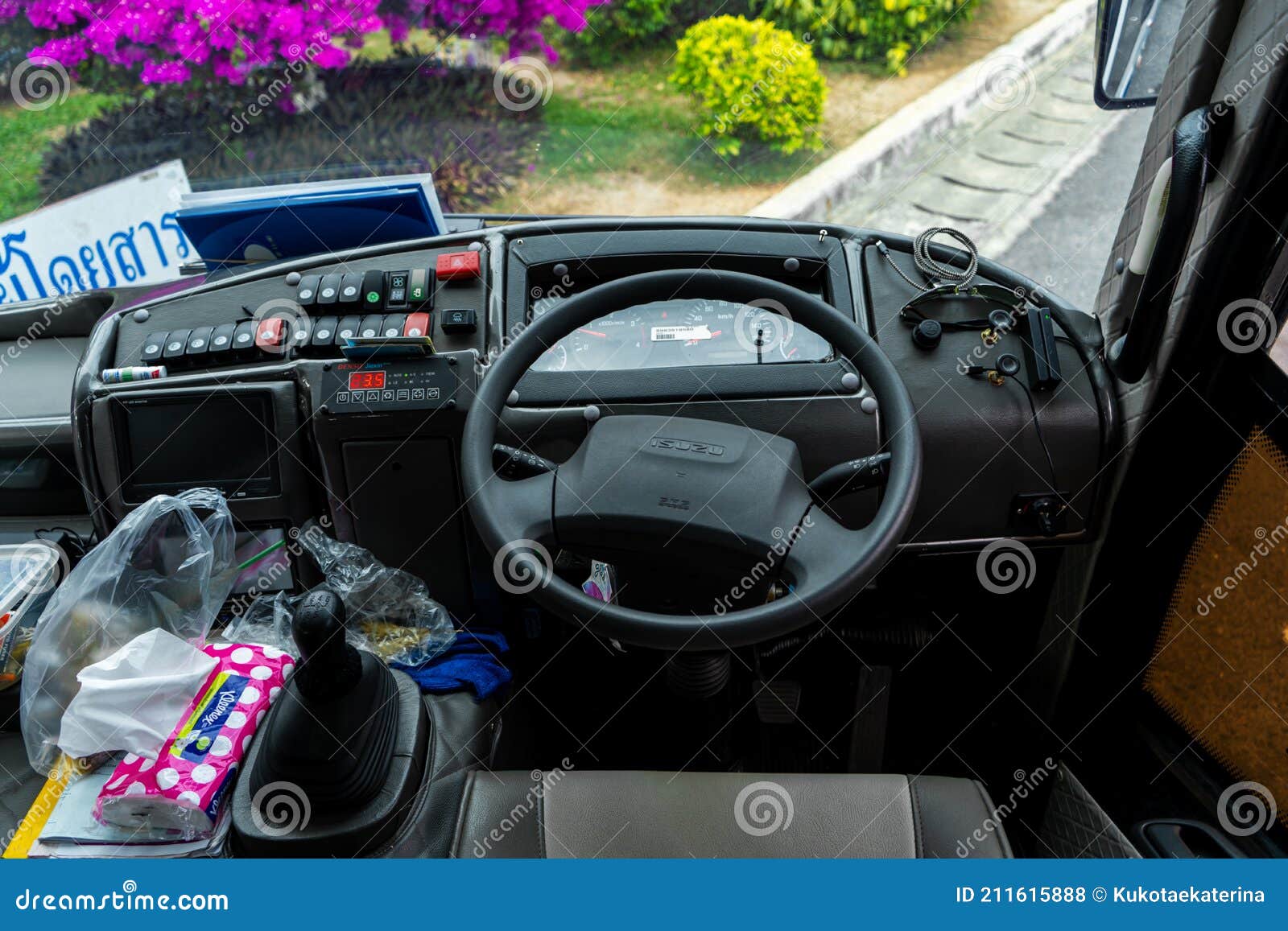 View from the Cockpit of a Tourist Bus in Thailand Editorial Stock ...