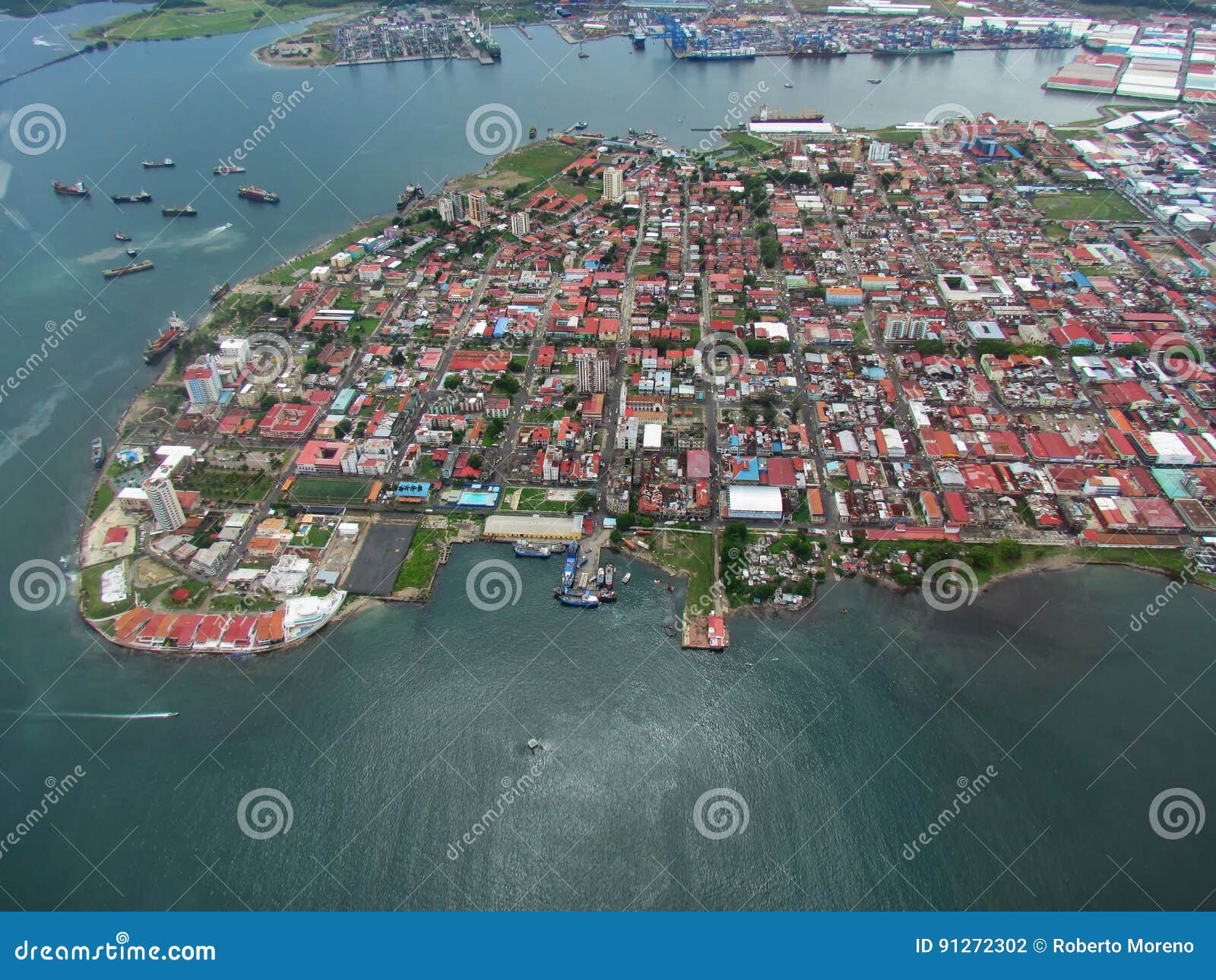 View of Colon City, Panama stock photo. Image of ships - 91272302