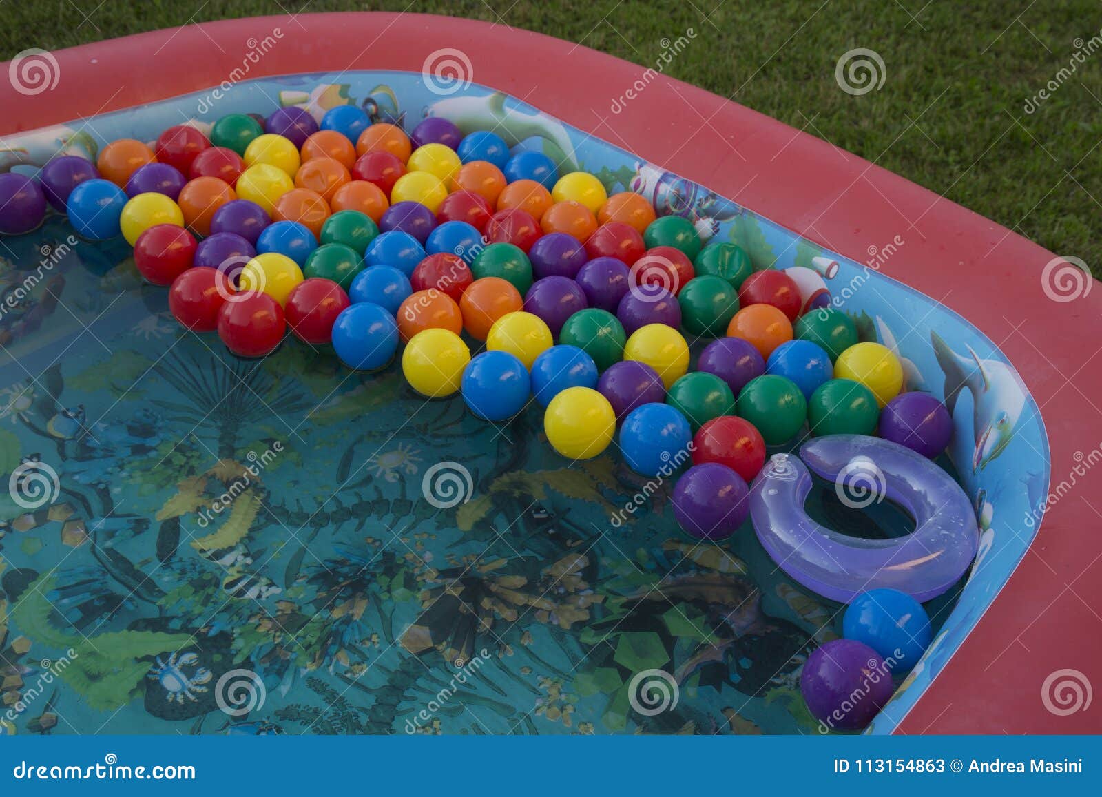 View of Colored Balls in Small Pool Stock Image - Image of sphere ...