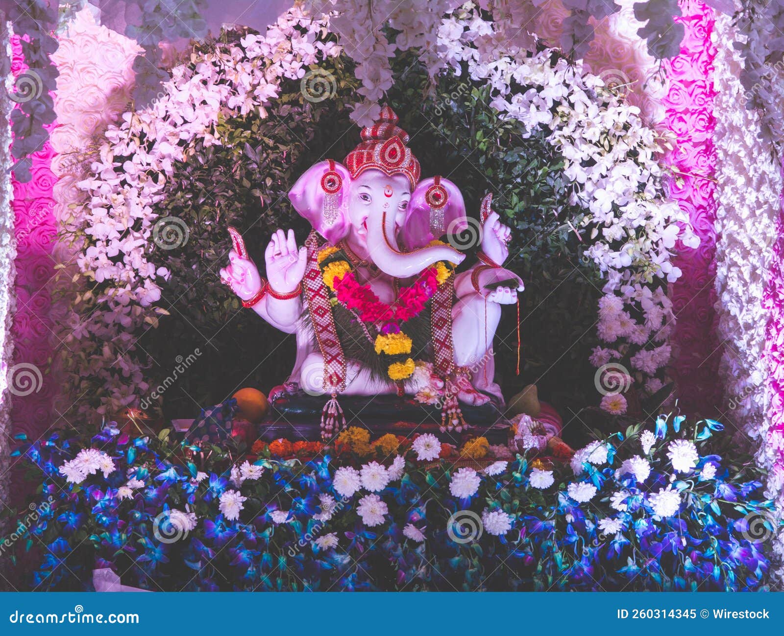 Colorful Ganesha Statue In The Public Forest Temple. Ganesha Is Also ...