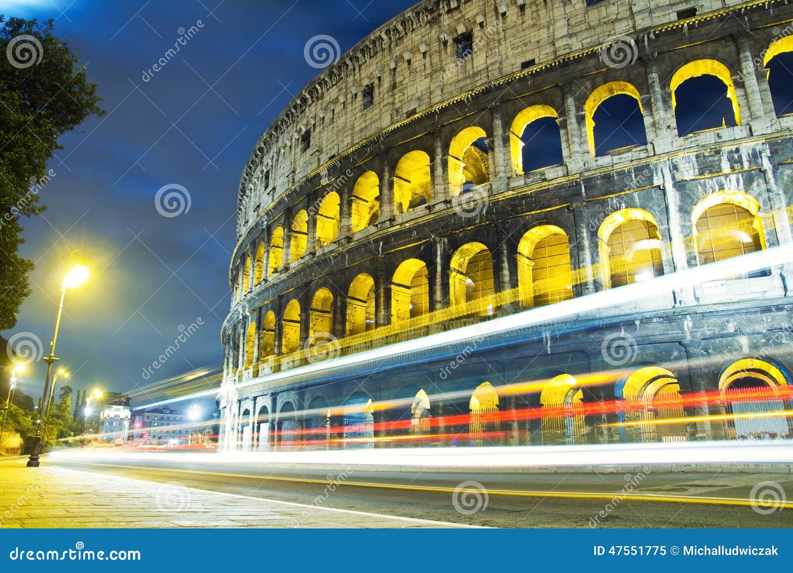 View of the Colosseum at Night Stock Image - Image of flavian, italy ...