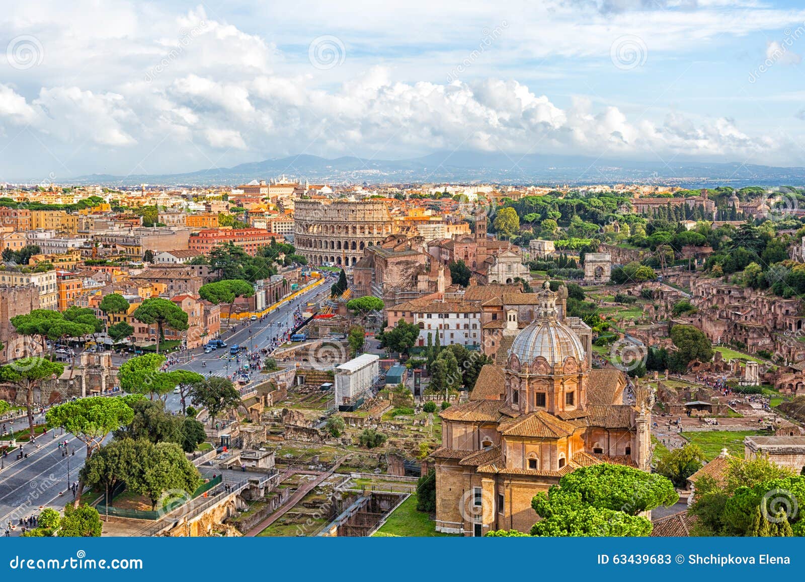 View of the Colosseum and the Roman Forum Stock Image - Image of ...