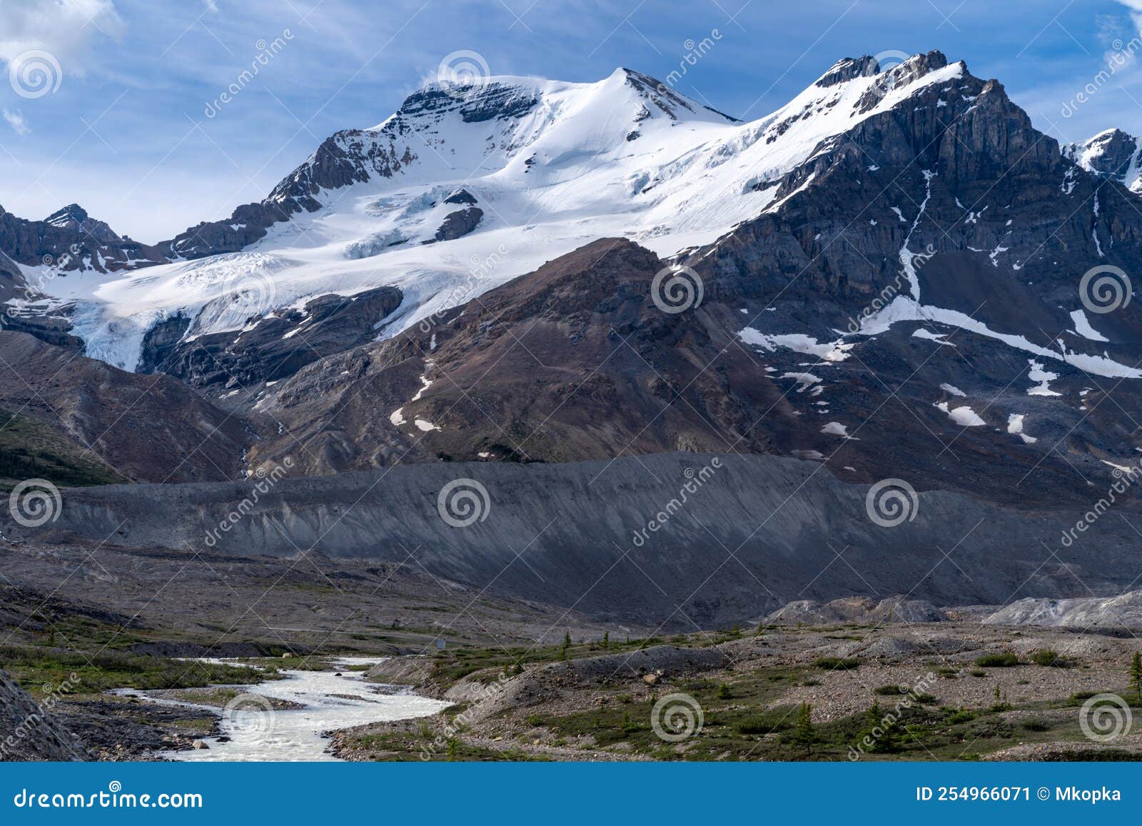 View of the Columbia Icefield Glaciers from the Icefields Parkway in ...