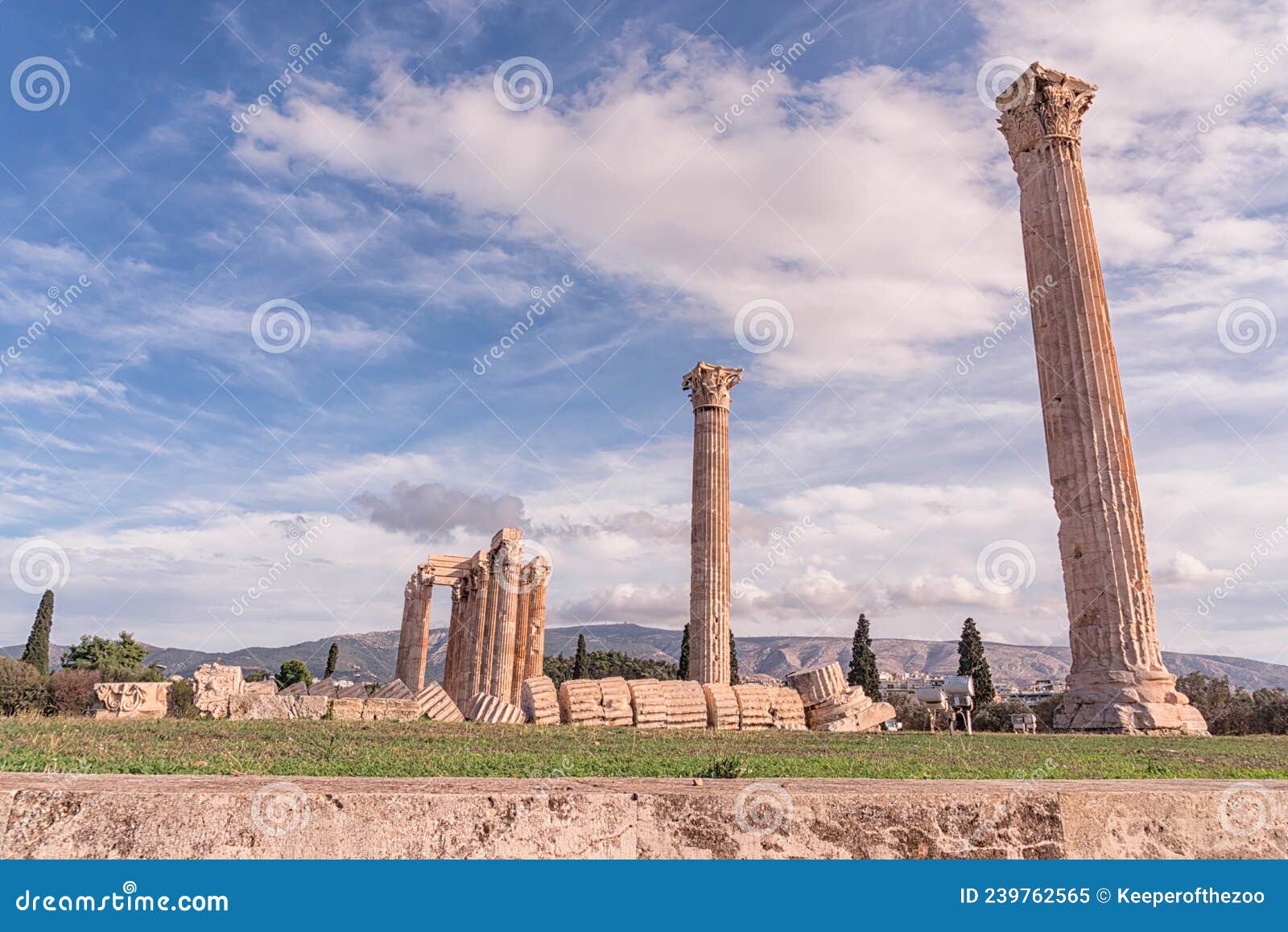 View of Columns and Fallen Columns at Temple of Zeus Stock Image ...