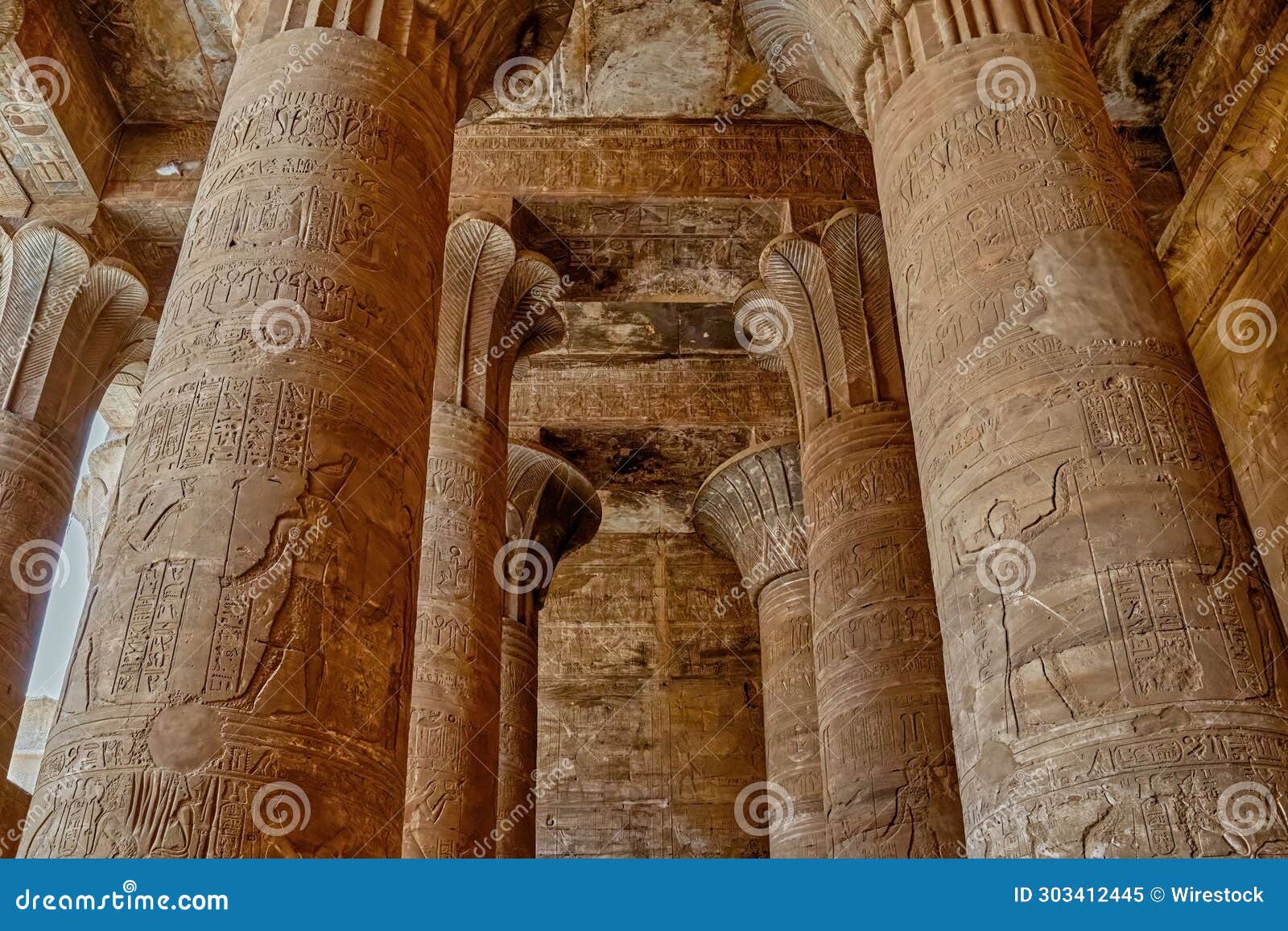 View of the Columns of the Temple of Edfu in Egypt Built during the ...