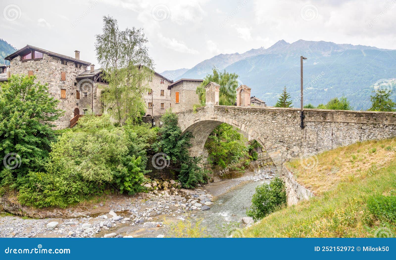 View at the Combo Bridge Over Adda River in Bormio - Italy Stock Photo ...