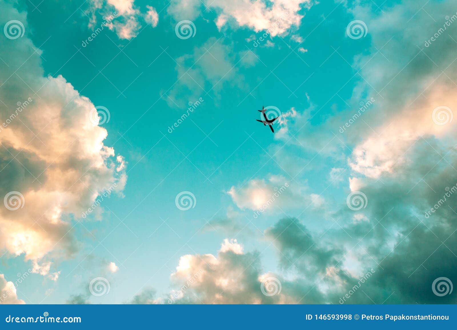 View of a Commercial Plane from the Ground Against Sky Stock Photo ...