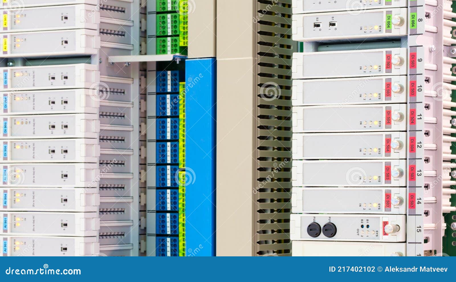 View of Communication Port Module on PLC Unit in Control Box of ...