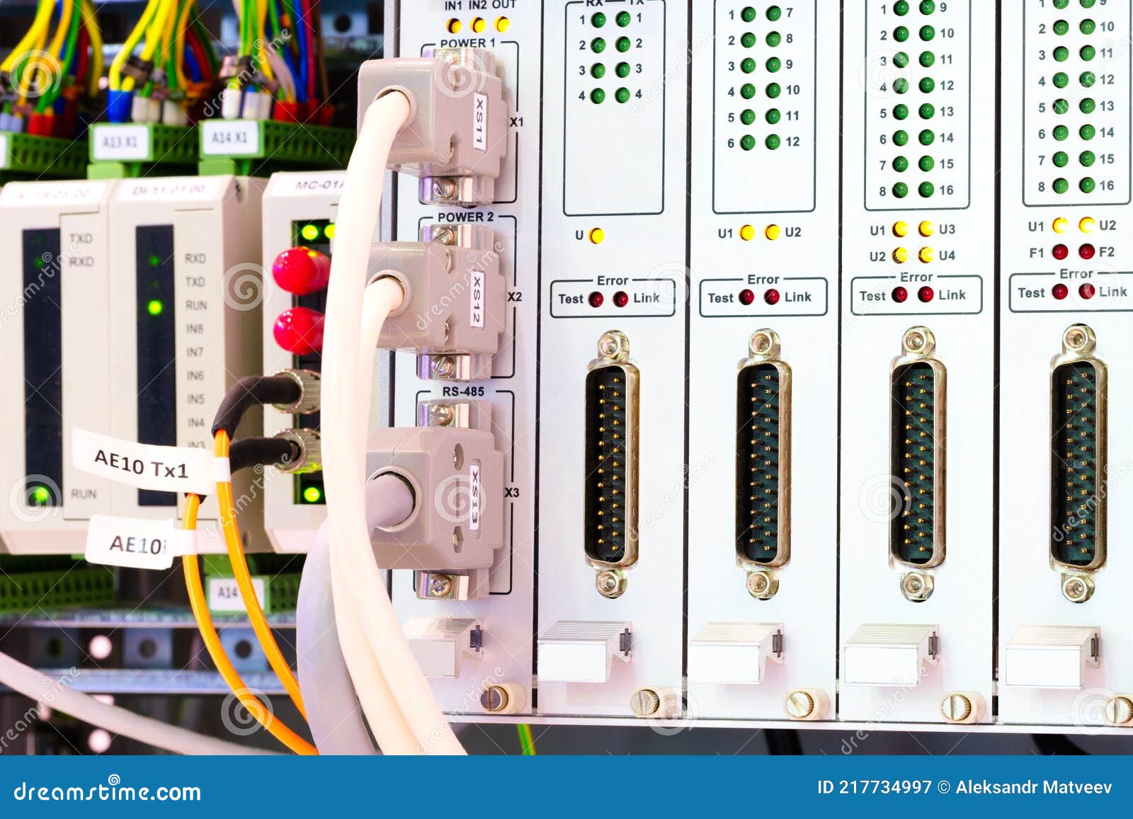 View of Communication Port Module on PLC Unit in Control Box of ...