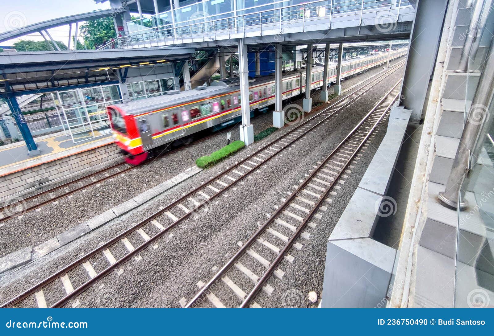View of Commuter Train Pass the Station Stock Photo - Image of ...
