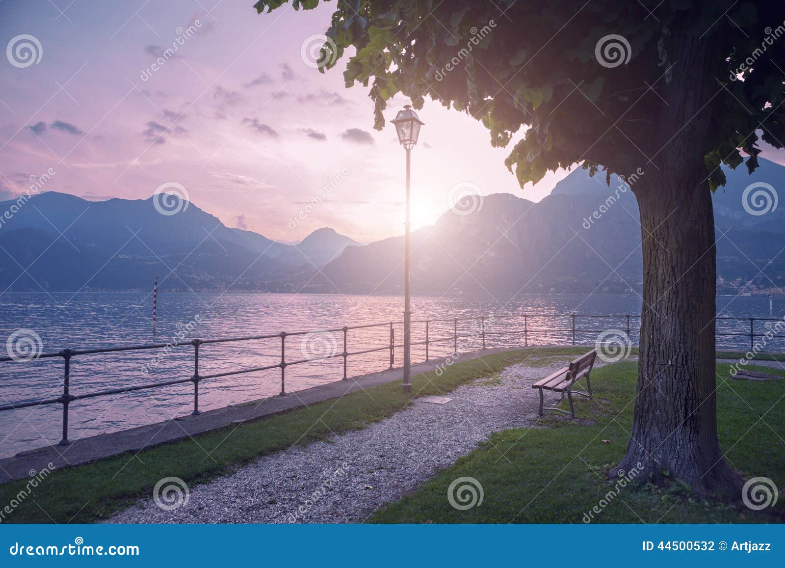 View of Como Lake on Sunset in Bellagio, Italy Stock Photo - Image of ...