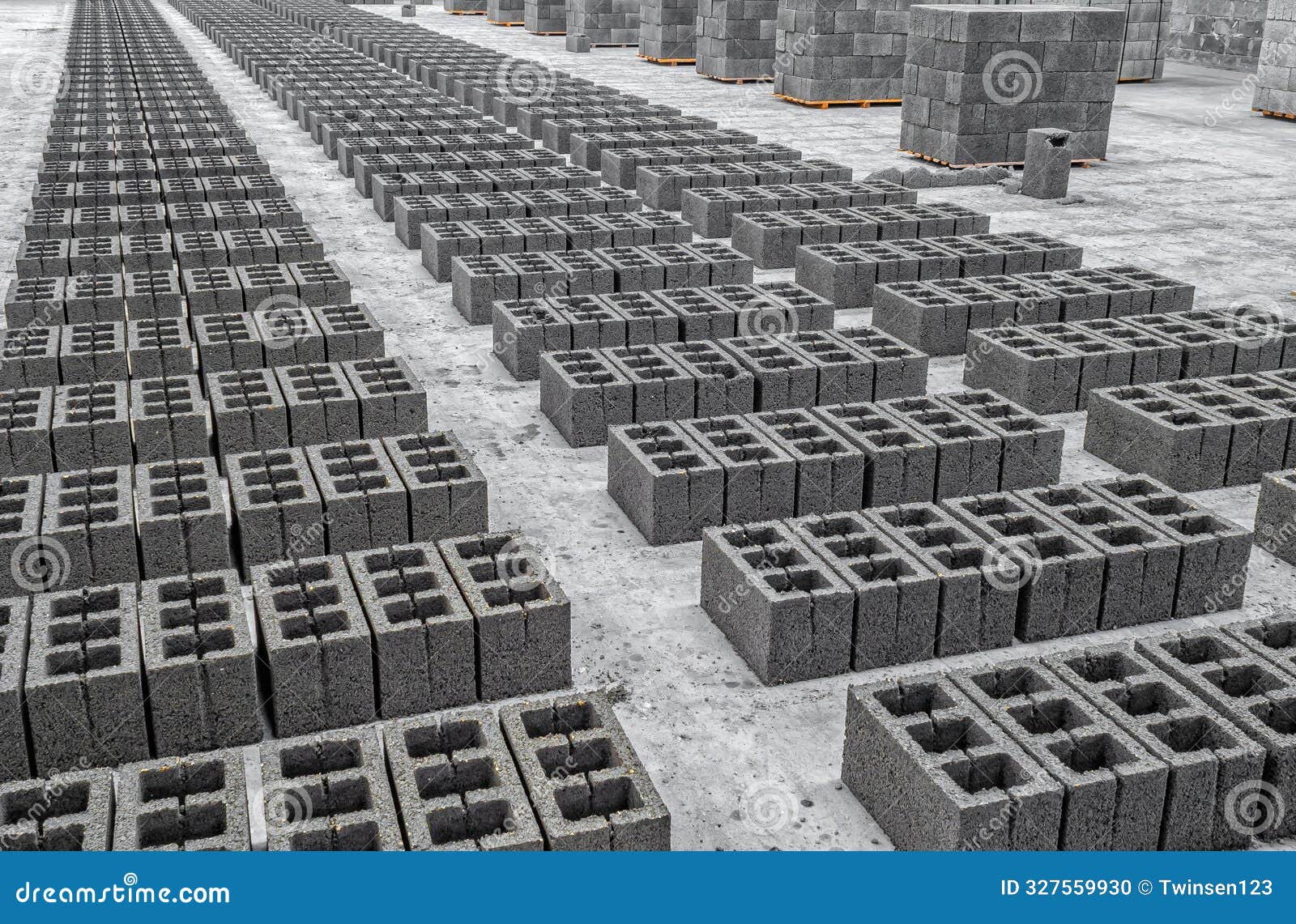 View of Concrete Cinder Blocks, Building Material in Form of Gray ...