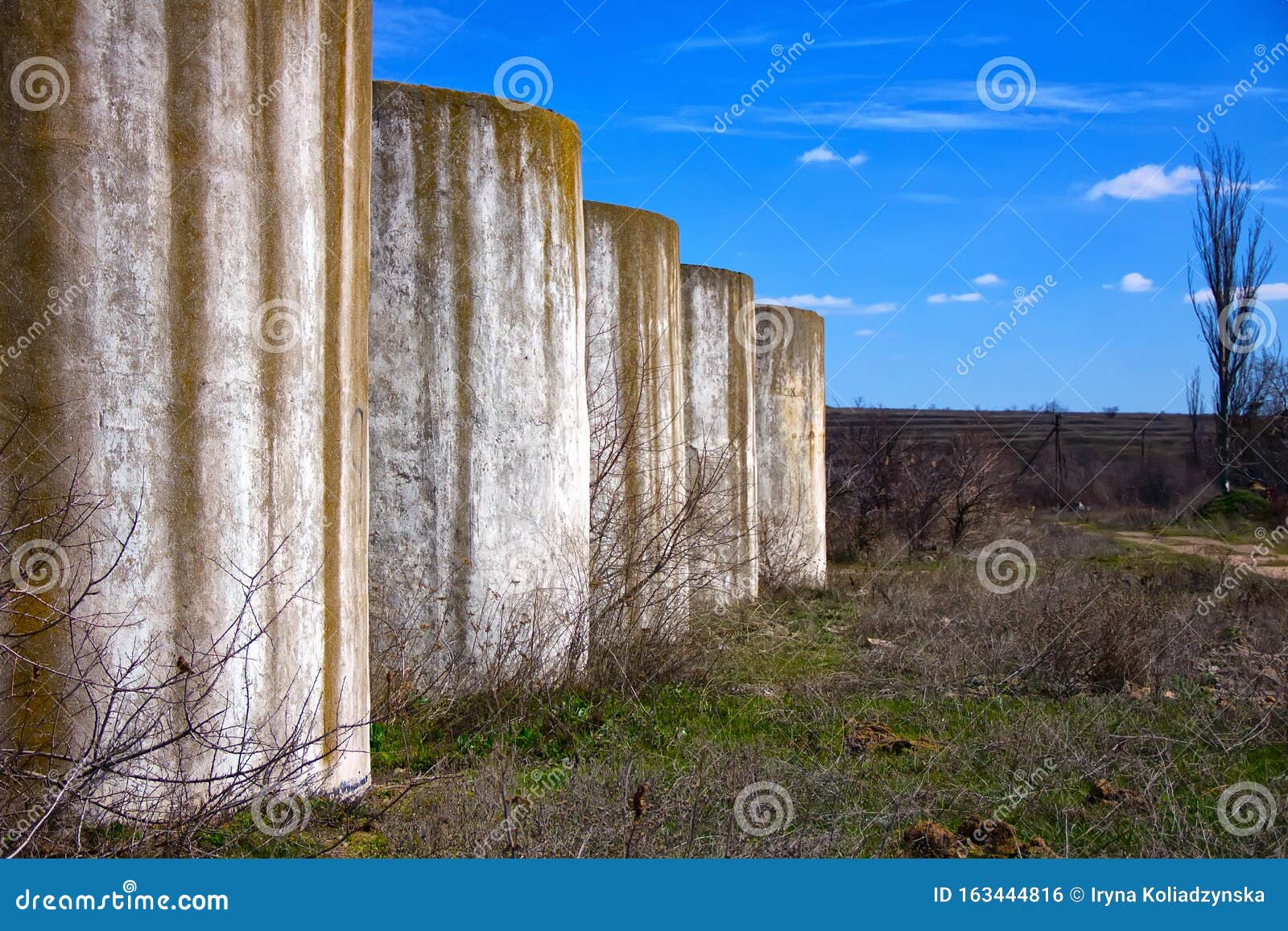 View of the Concrete Columns of the Building, Against the Backdrop of ...