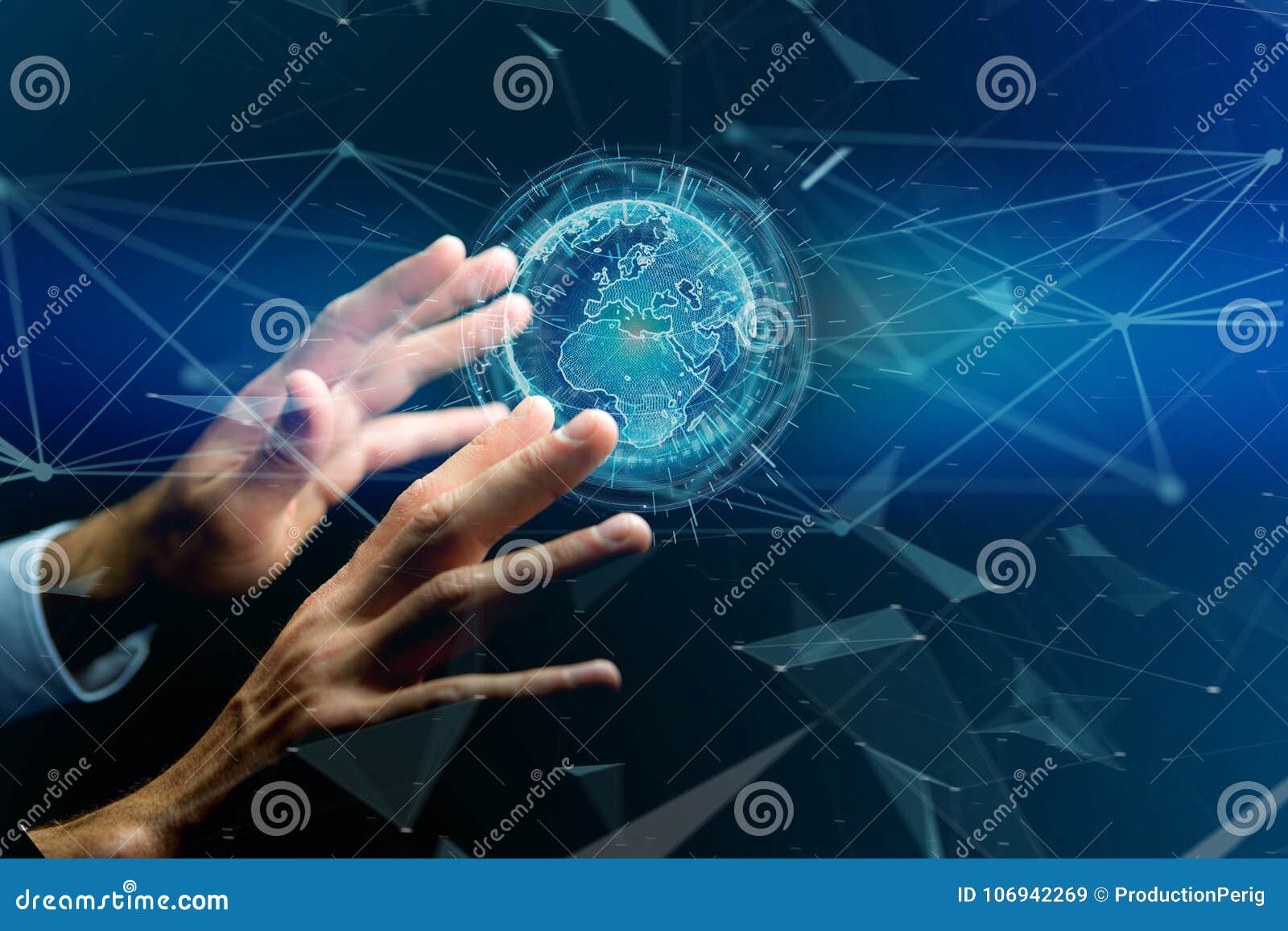 Connected Earth Globe Concept Icon on a Futuristic Interface Stock ...