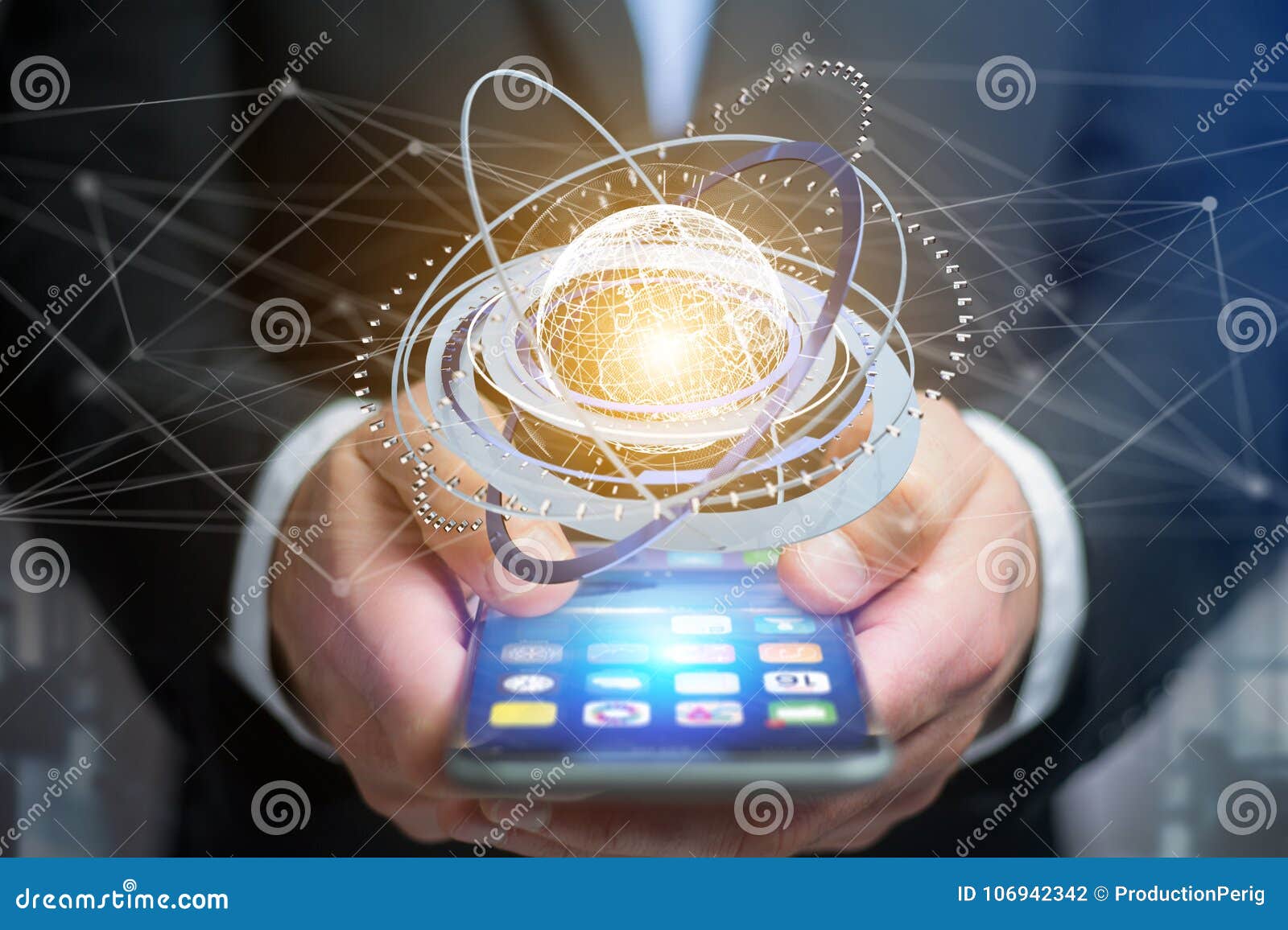 Connected Earth Globe Concept Icon on a Futuristic Interface Stock ...