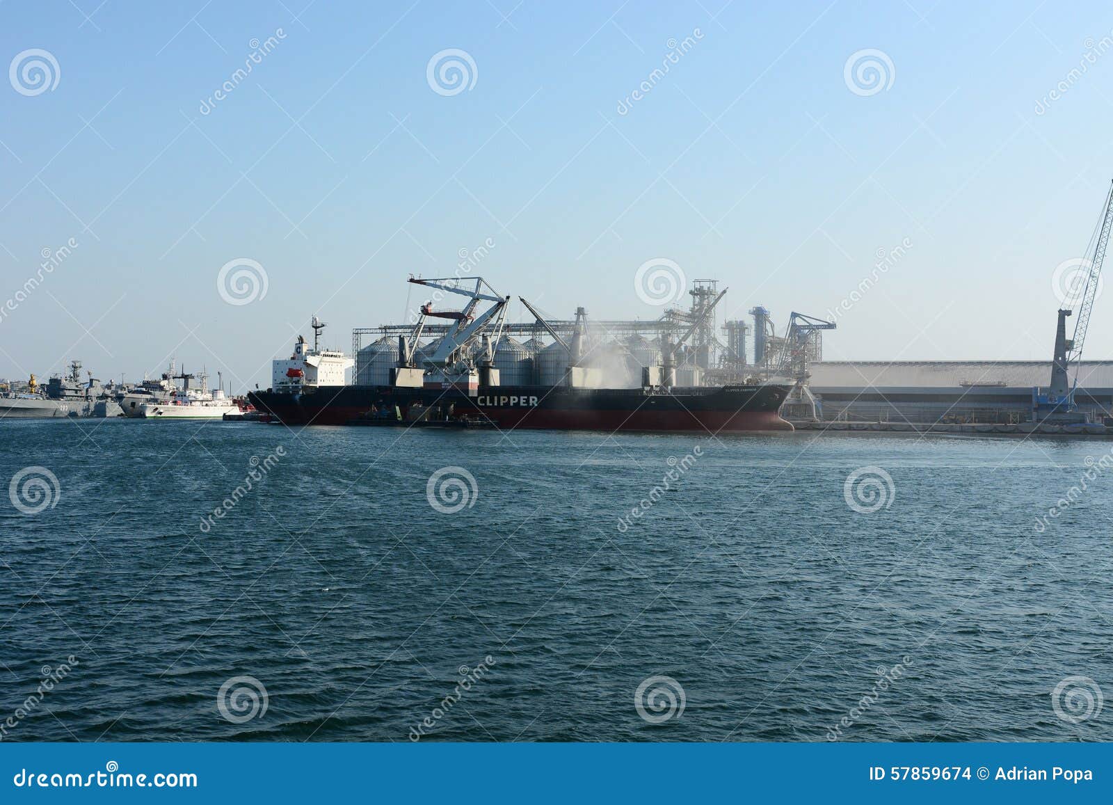 View of Constanta harbour editorial stock image. Image of transport ...