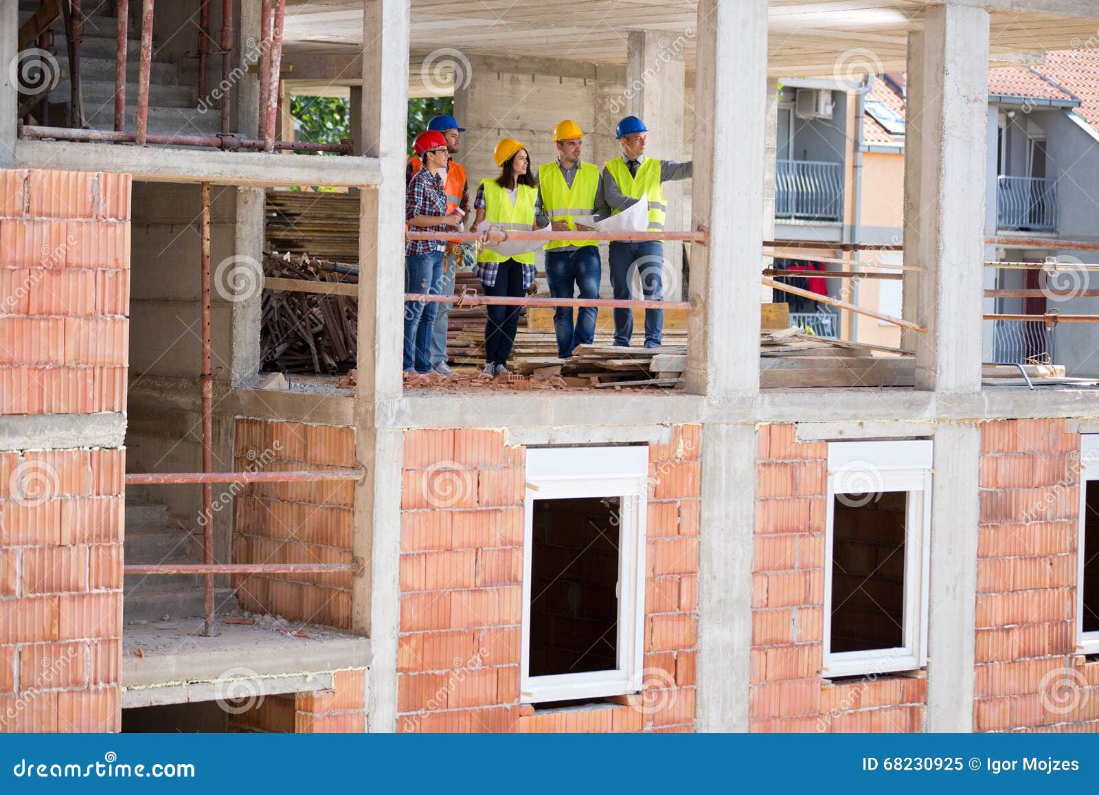 View of Construction in Progress with Group of Architects Stock Image ...