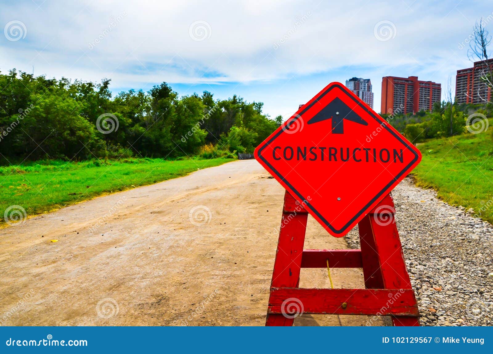 Construction Ahead stock image. Image of transportation - 102129567