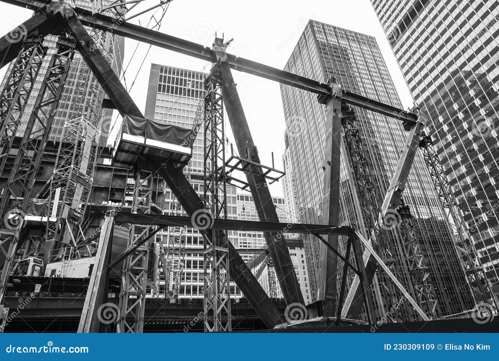 Construction Site in Black and White Stock Image - Image of high ...