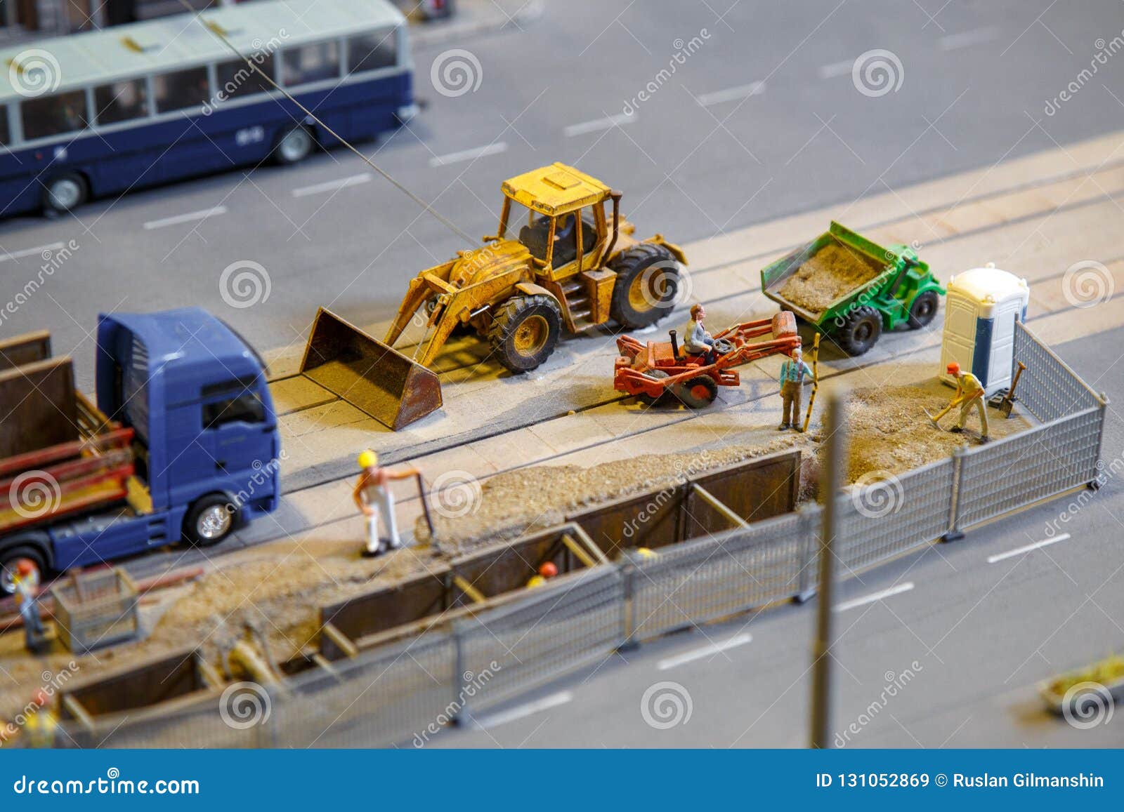 View of Construction Site of Mini Toy Workers and Vehicle Stock Image ...
