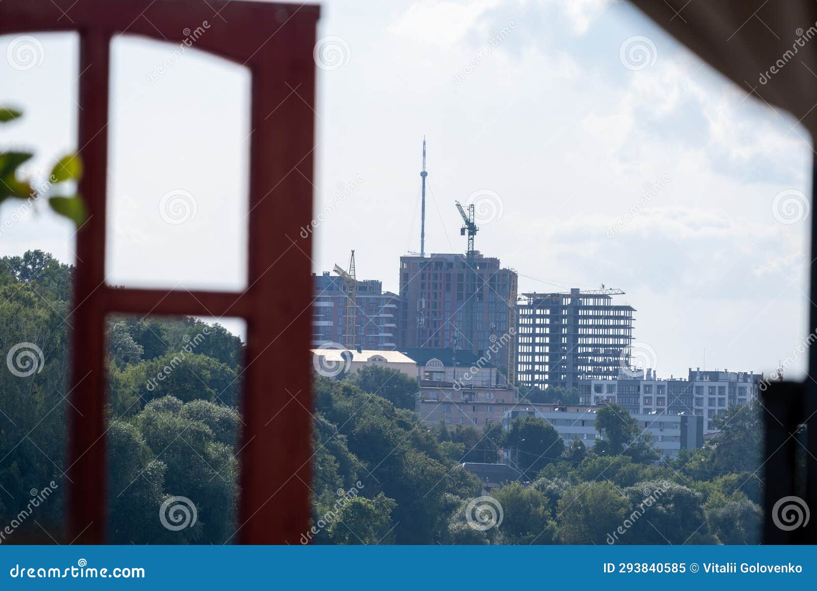 View of the Construction of a Skyscraper through the Window Stock Image ...
