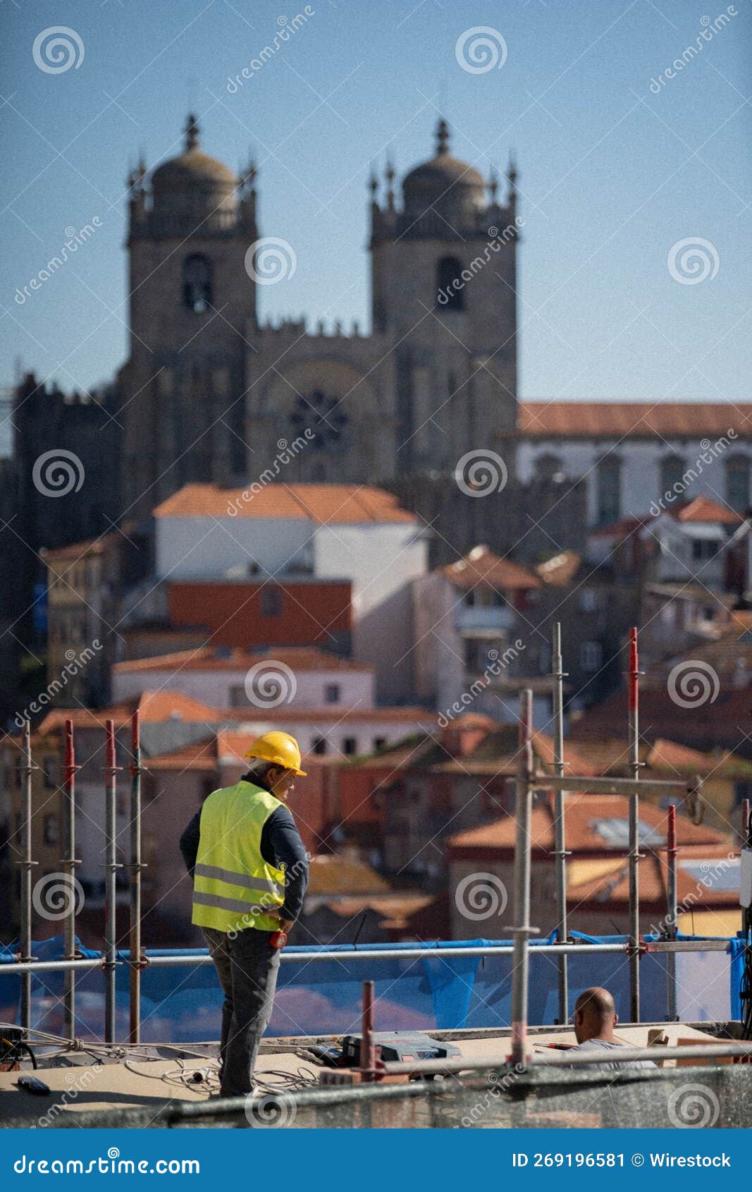 View of Construction Workers Working on Building Stock Image - Image of ...