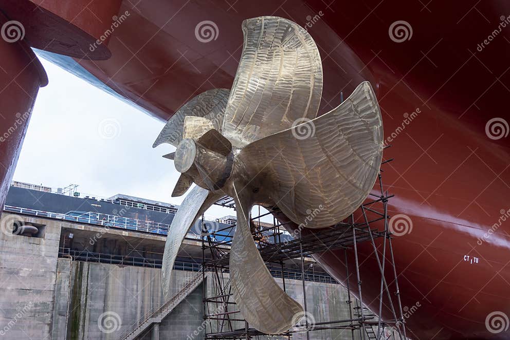 View on the Container Ship Propeller. Stock Image - Image of machinery ...