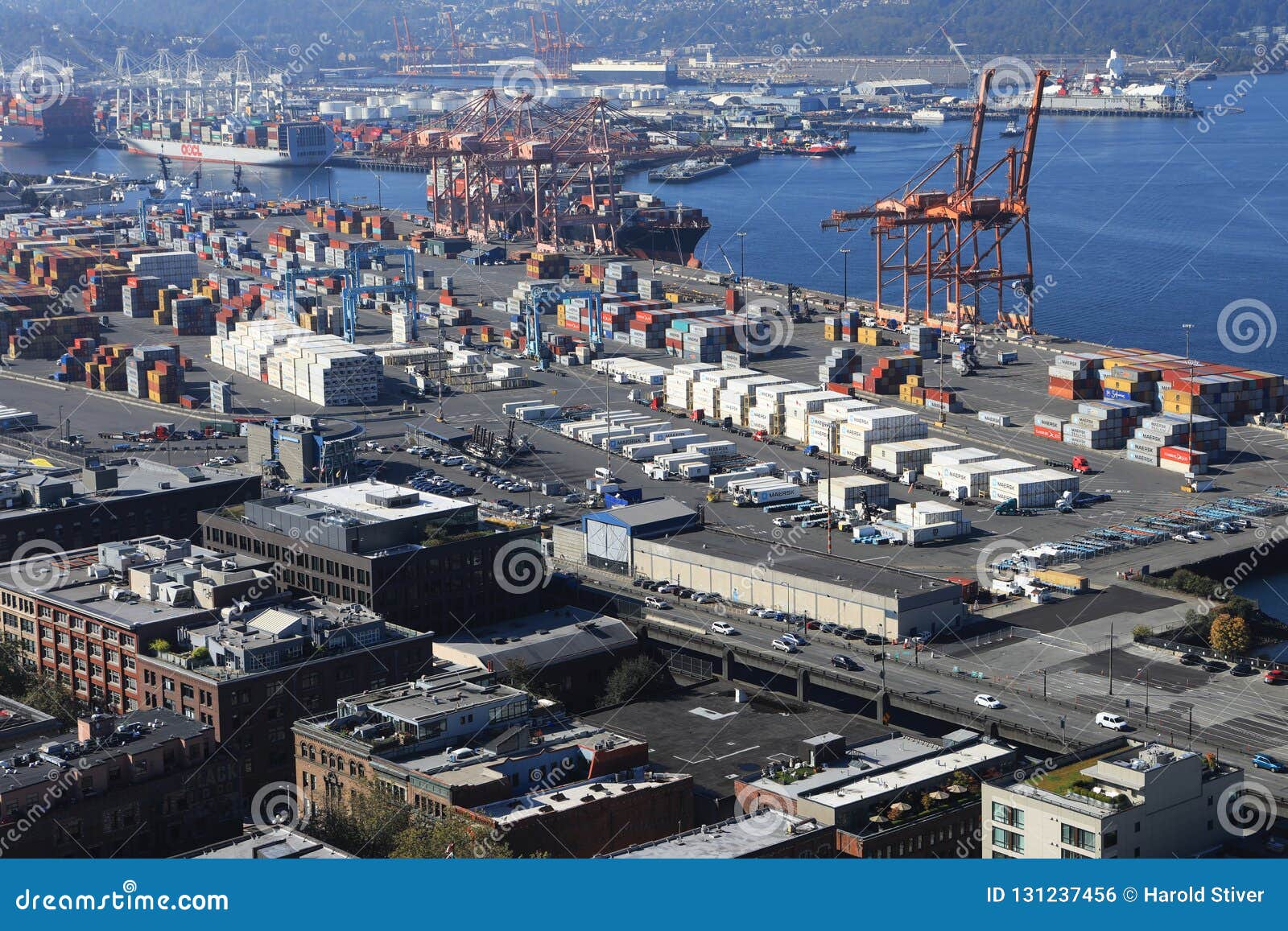 View of Container Shipping in Seattle, Washington Port Editorial Photo ...