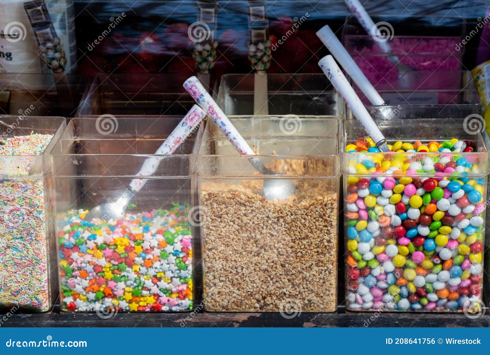 View of Containers Filled with Different Candies Displayed on the Store ...