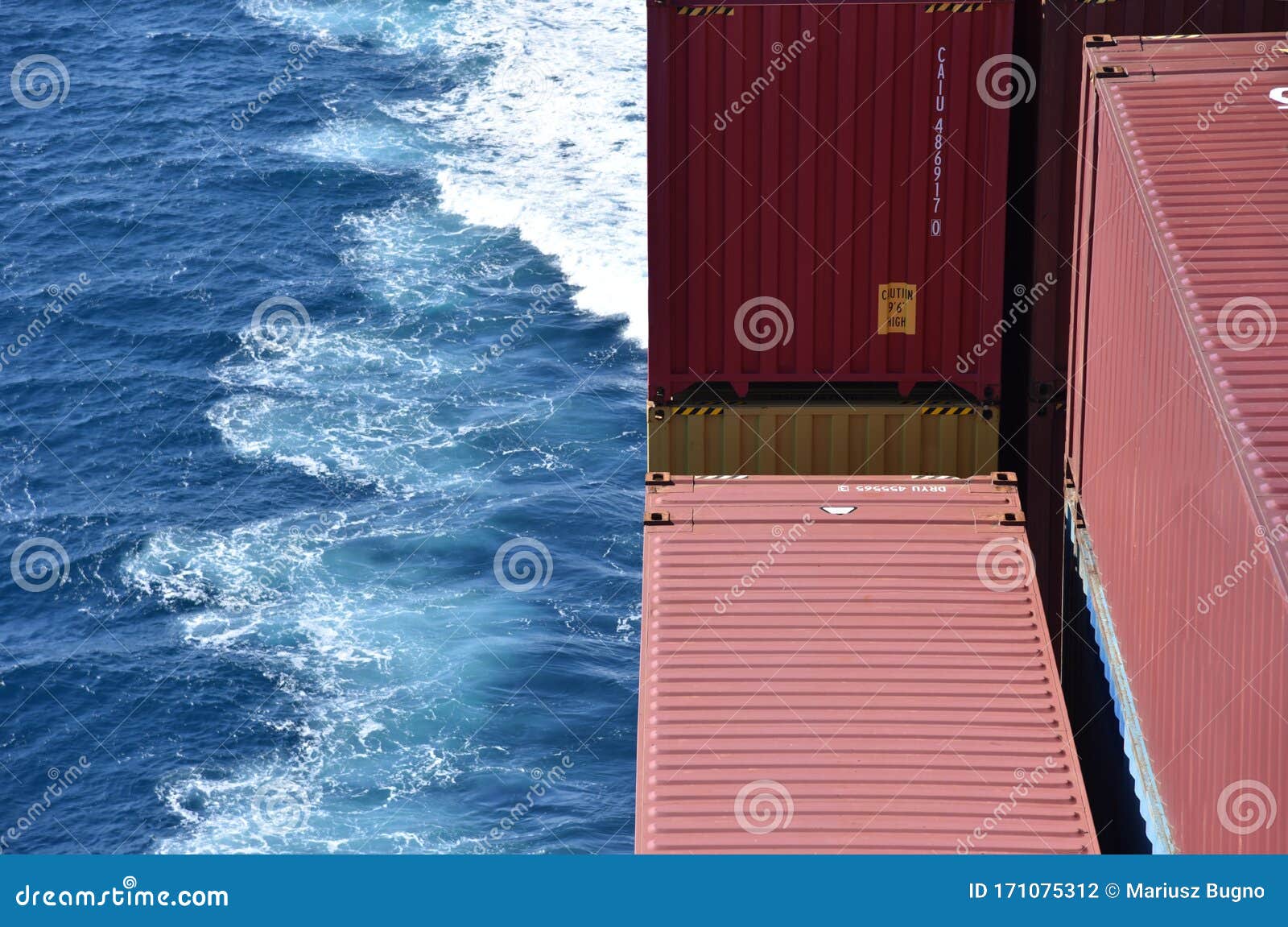 View on the Containers Loaded on the Cargo Ship. Stock Photo - Image of ...