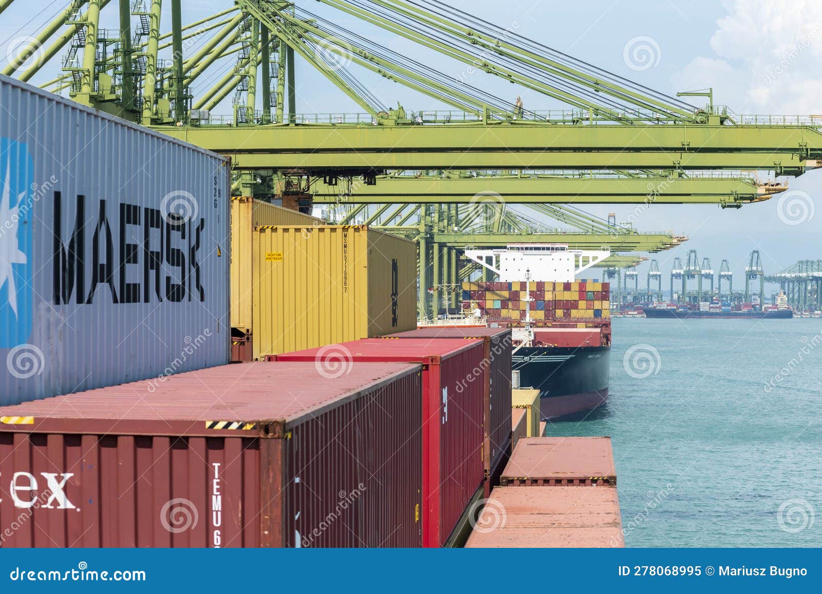 View on the Containers Loaded on Deck of the Cargo Ship Editorial Image ...