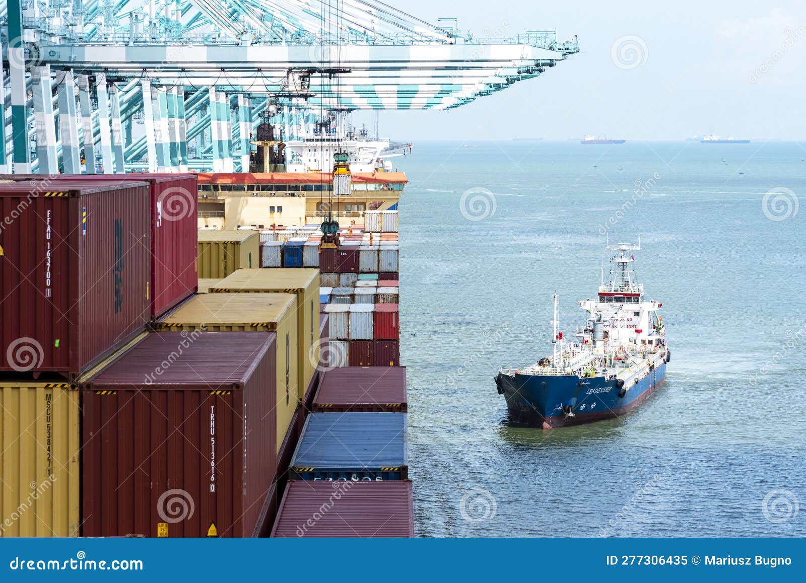 View on the Containers Loaded on Deck of the Cargo Ship. Editorial ...