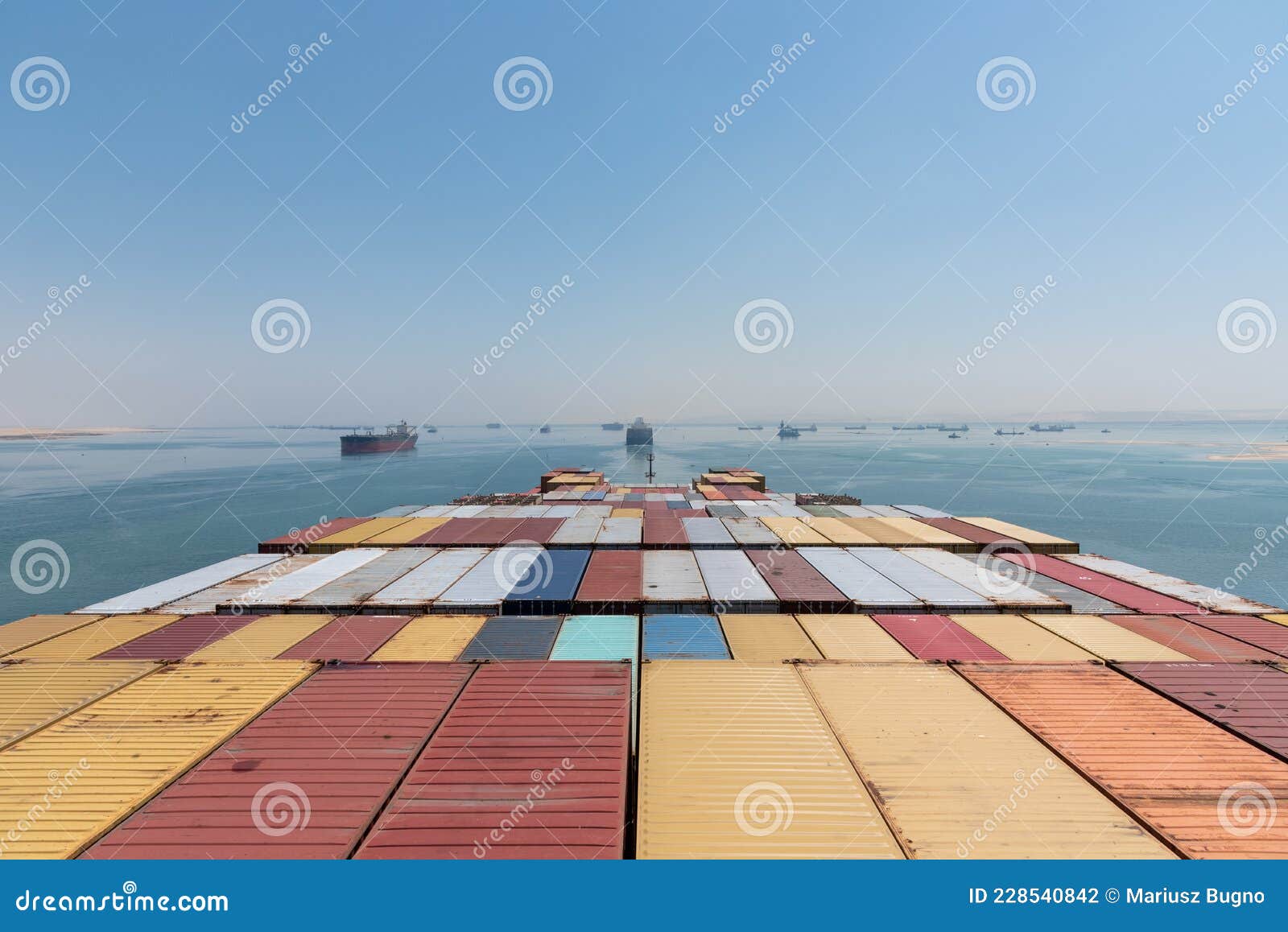 View on the Containers Loaded on Deck of Cargo Ship. Stock Photo ...