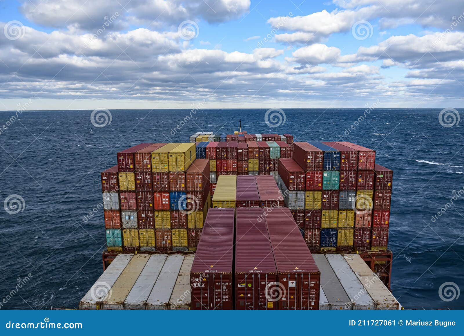 Cargo Container Ship Sailing through Calm, Blue Ocean. Editorial Photo ...