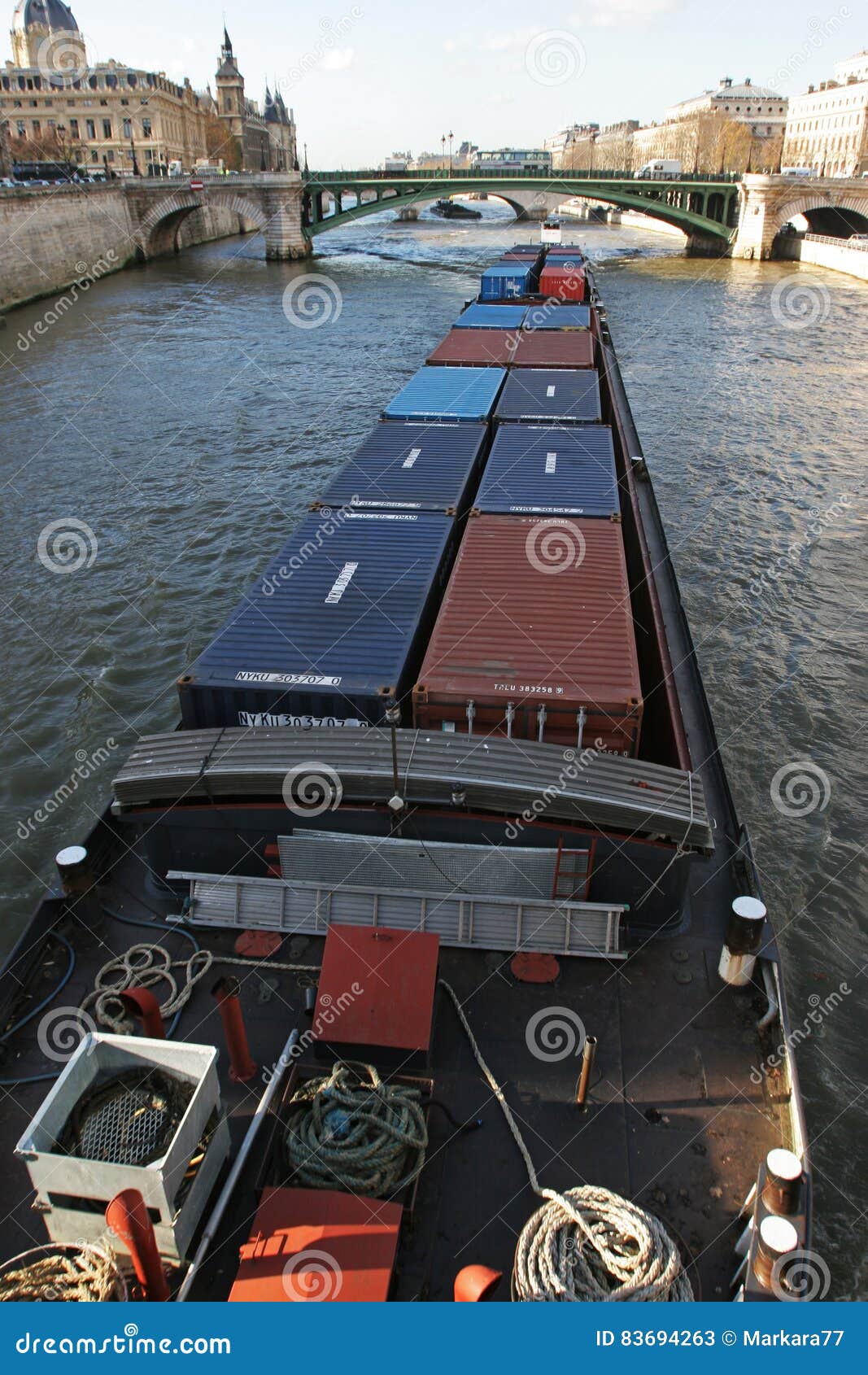 View of Containers in Seine River Editorial Stock Photo - Image of ...