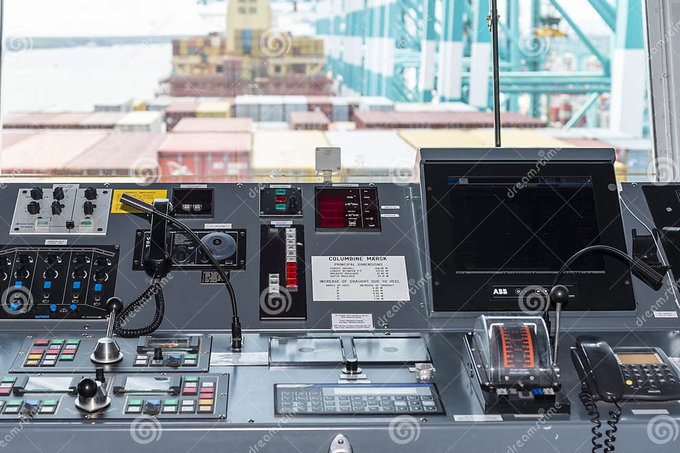View on the Control Console of the Container Ship. Editorial Image ...