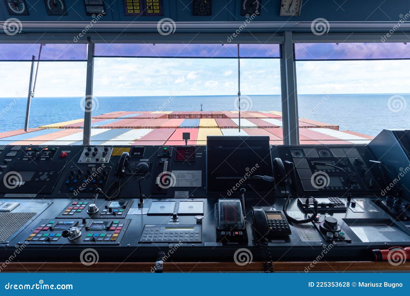 Control Console of the Cargo Container Ship. Stock Photo - Image of ...