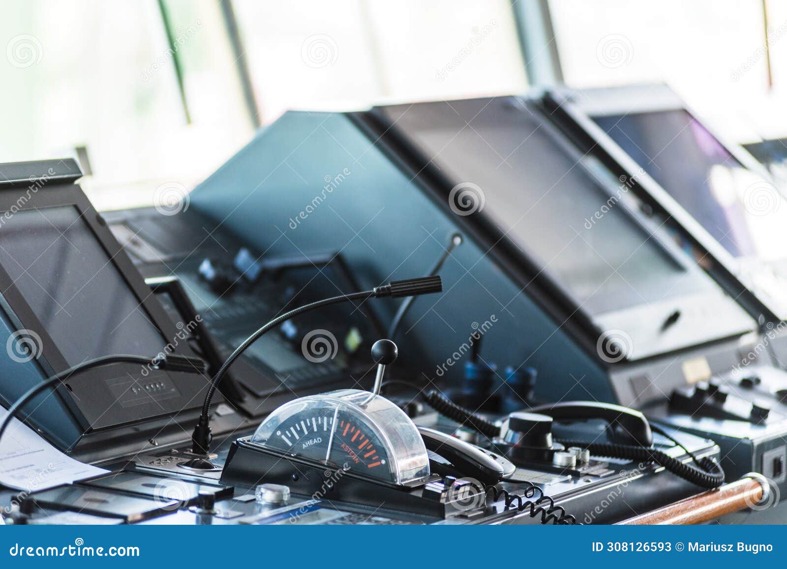 Control Console (telegraph) on the Navigational Bridge of the Cargo ...