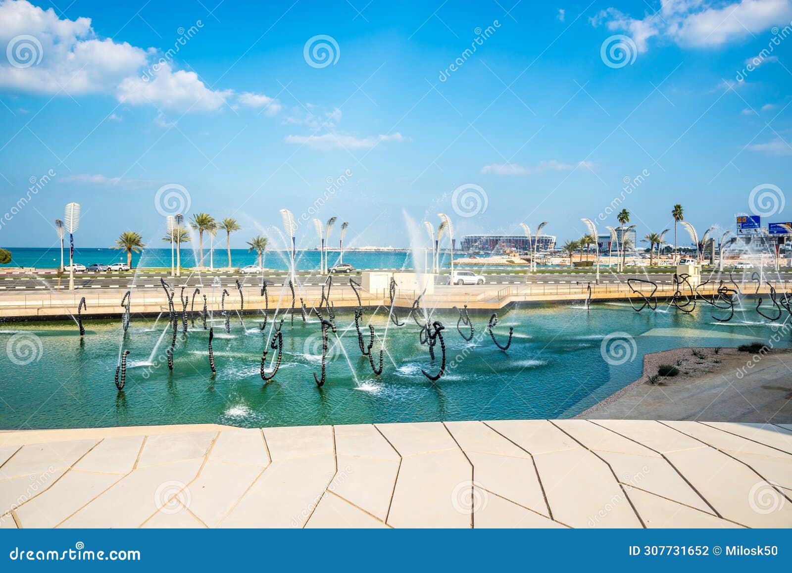 View at the Corniche Promenade in Doha - Qatar Stock Photo - Image of ...