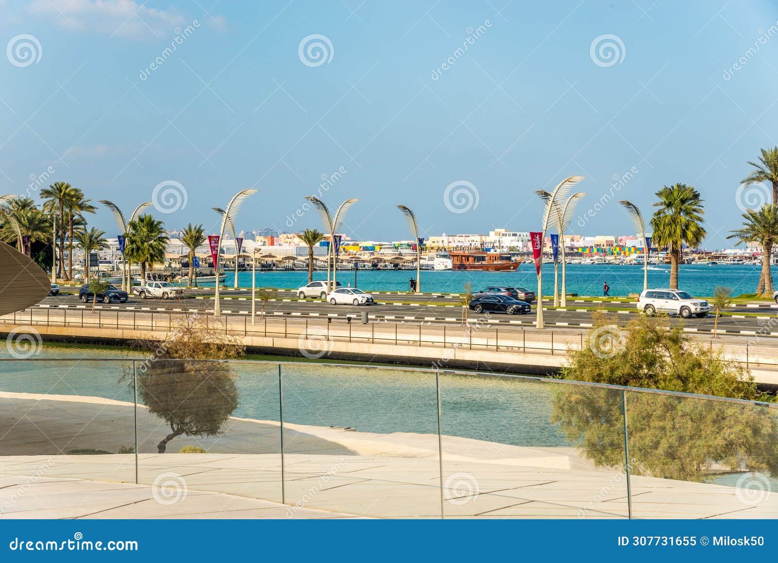 View at the Corniche Promenade in Doha - Qatar Stock Image - Image of ...